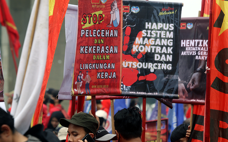 Aksi memperingati Hari Buruh di Jakarta